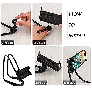 Hanging on Neck Cell Phone Holder, Xafissy Black 23.6" / 60 cm Lazy Cell Phone Holder Hanging Neck Stand Neck Waist Hanging Desktop Bedside Phone Tablet Universal Smart Mobile Phone Stand