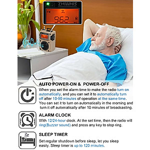 ZHIWHIS Shortwave Radio, MP3 Player with Weather Radios Portable AM FM, Retro Bluetooth Speaker with 6 EQ Modes, Rechargeable Alarm Clock Receiver with Sleep Time and NOAA Alerts ZWS-701