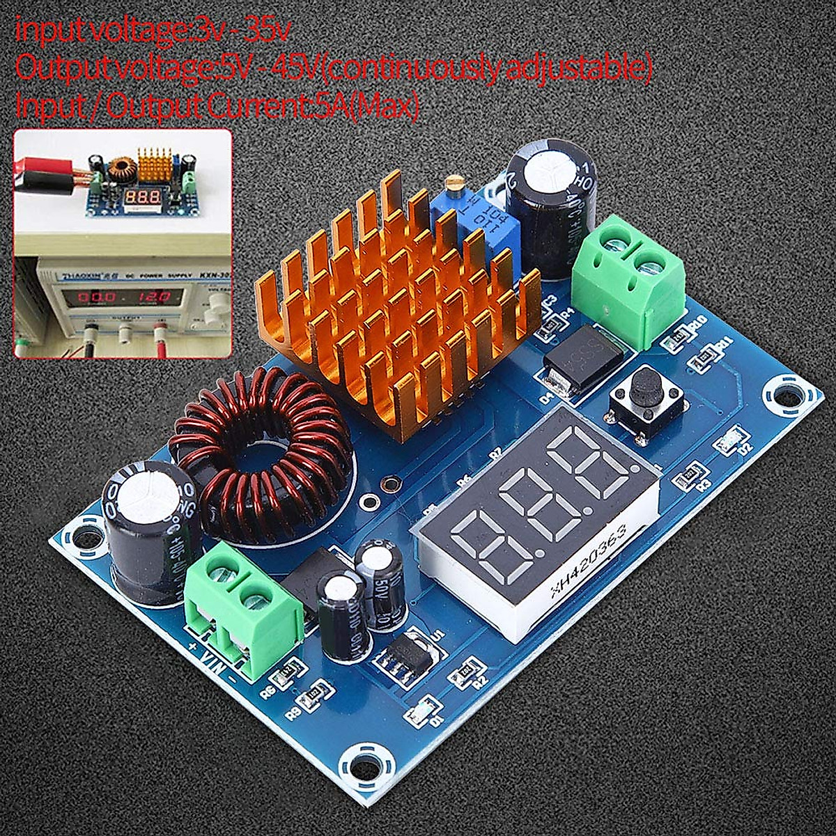 DC-DC Step Up Module Power Supply Voltage Boost Module Converter Regulator 3-35V to 5V-45V Power Supply Module 5A DIY Charger Large Power Module