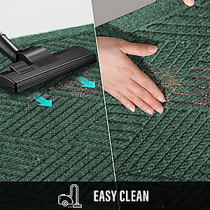 HIYARD Sturdy Front Door Mat, Absorbent Muddy Dirt Resist Welcome Door Mats Outdoor Indoor, Stain and Fade Resistant, Non-Slip Rubber Backing Low Profile Doormat for Entryway, 30×17, Green