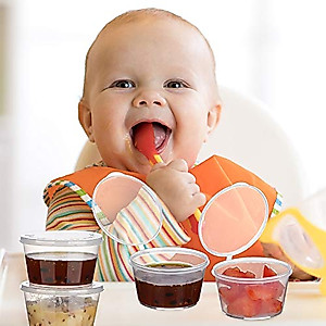 Loyim 60 Pieces BPA-Free Baby Food Freezer Storage Containers Leak-Proof Baby Plastic Deli Containers and 2 Sheet White Sticker Label for Toddlers Baby Food or Snacks Storage