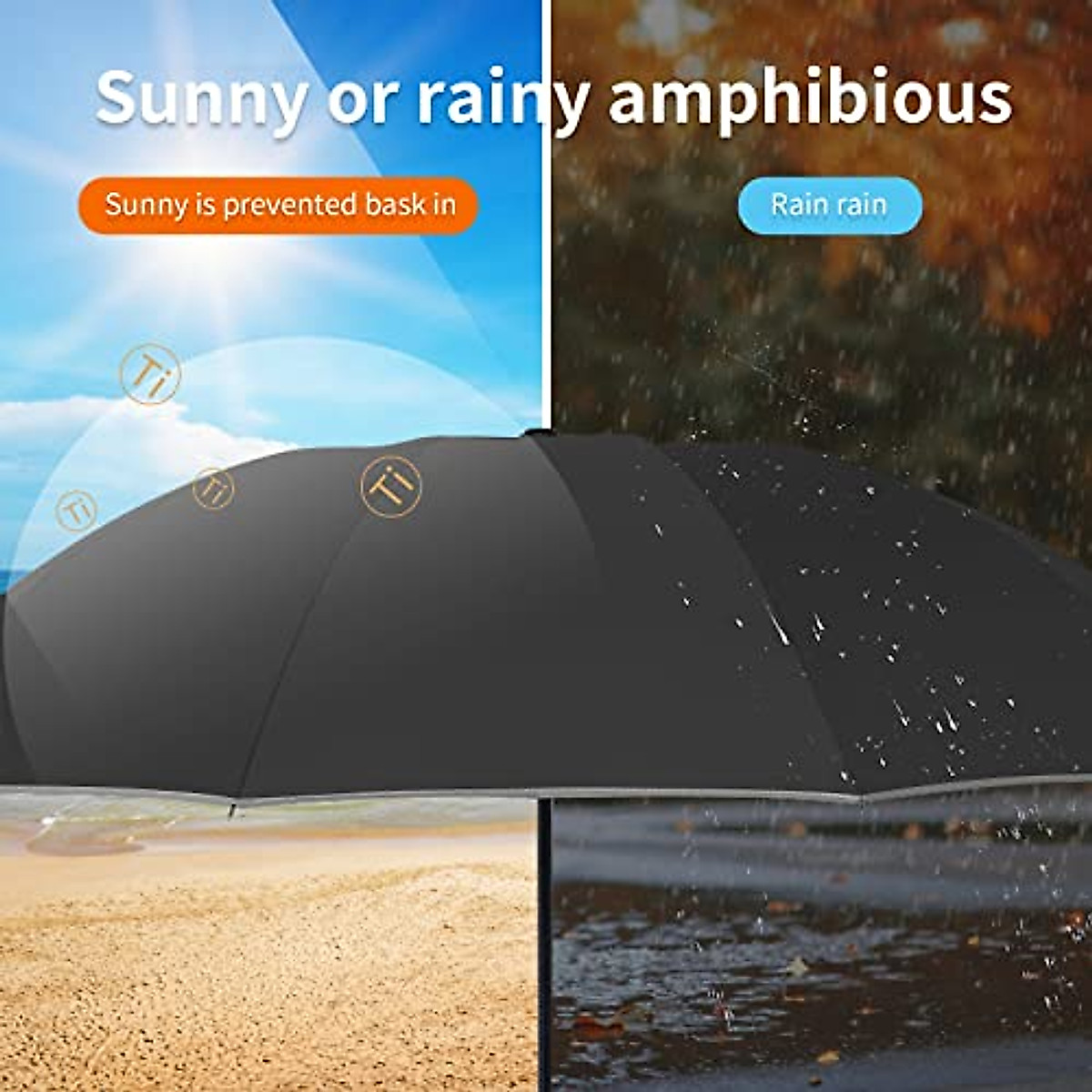 Cloudia Windproof Umbrella Travel Umbrella Easy Compact Folding Reverse Umbrella (Black)