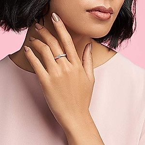 Pandora Sparkling Twisted Lines Ring - Stackable Rose Gold Ring for Women - 14k Rose Gold-Plated Rose with Cubic Zirconia - Size 9