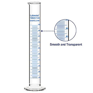 Labasics 3-Pack Borosilicate Glass 100 ml Heavy Wall Graduated Cylinder Measuring Cylinder