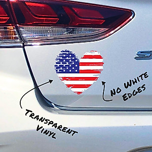 Stickios American Flag Decal 4.75x4.3 inches - Made in The USA - Distressed, Patriotic Vinyl Heart Flag Sticker for Cars, Trucks, Windows, Vehicles - Heartland