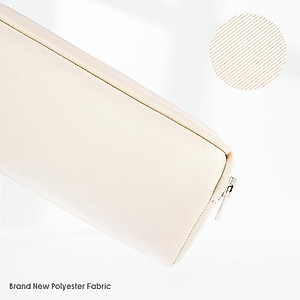 DOBMIT Big Capacity Pencil Case, Pure Color Pen Pouch with Zipper Stationary Storage Bag for Adult Students Officers, Cream White