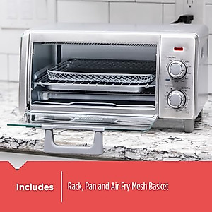 BLACK+DECKER 4-Slice Crisp 'N Bake Air Fry Toaster Oven, TO1787SS, 5 Cooking Functions, 30 Minute Timer, Stainless Steel