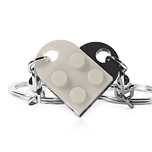 Matching Couples Heart Keychain for Boyfriend Girlfriend Friendship BFF Cute Valentine's Day Gifts Stuff Presents Him Her Friends Set Compatible with Lego Gift