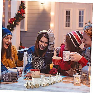 IWOWHERO 1pc Christmas Train Desktop Wooden Trains Mini Christmas Tree Xmas Train Sculpture Wooden Christmas Train Christmas Train Set Birthday Cake Ornament Train Cake Decor White