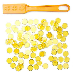 Magnetic Bingo Wands and Translucent Chips|Easy to Pick Up Bingo Chips|STEM Kits for Learning, Counting|Yellow 100 Chips