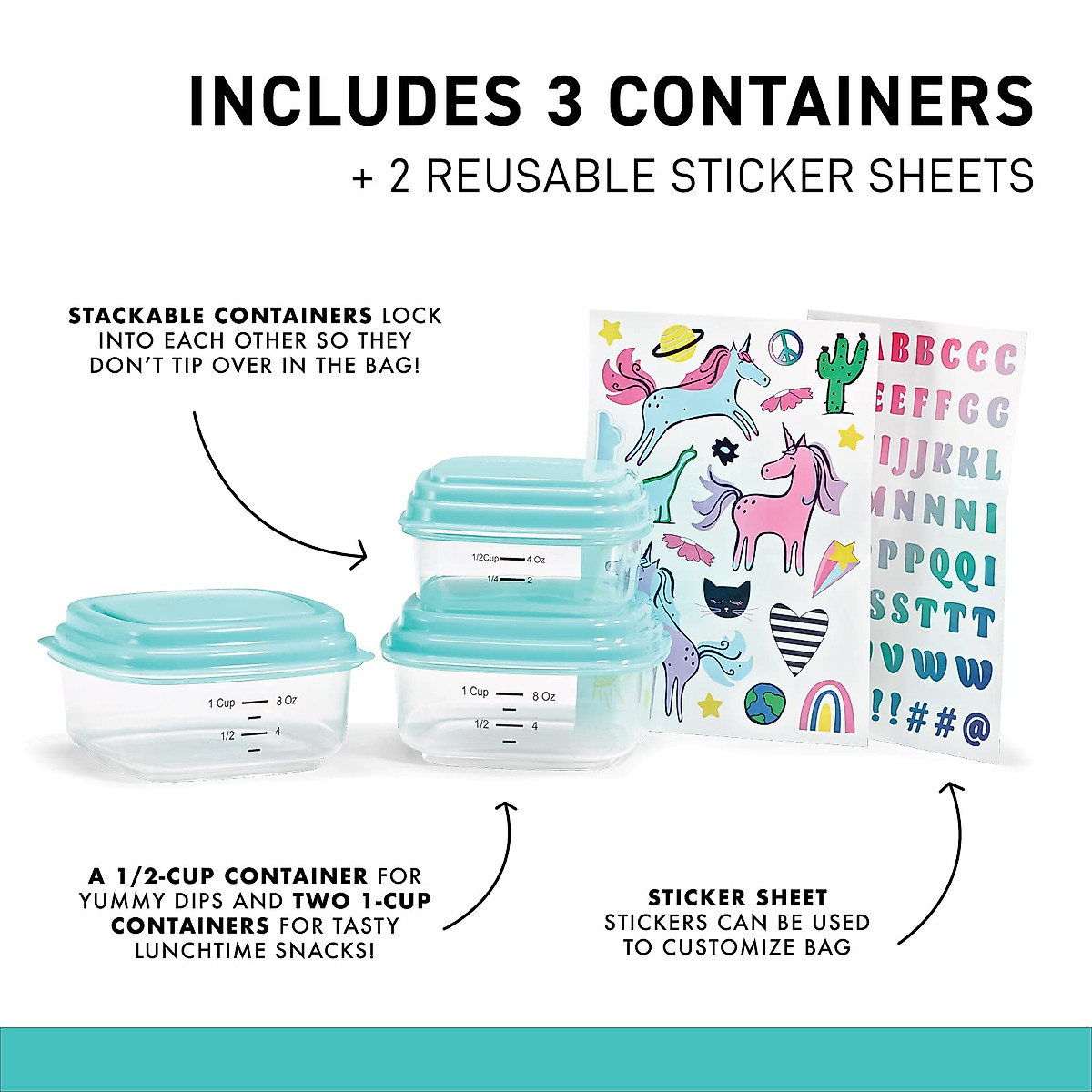 Fit+Fresh DIY Sticker Insulated Lunch Box, Lunch Box - Lunch Bag, Lunch Box for Girls, Lunch Box for Boys, Lunchboxes