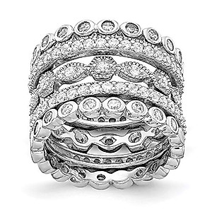 IceCarats 925 Sterling Silver Cubic Zirconia CZ 5-piece Eternity Stackable Ring Set Size 7