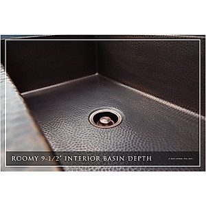 FSW1100 LUXURY 33-INCH HEAVY 12-GAUGE DARK PATINA COPPER FARMHOUSE SINK, INCLUDES ACCS, FLAT FRONT