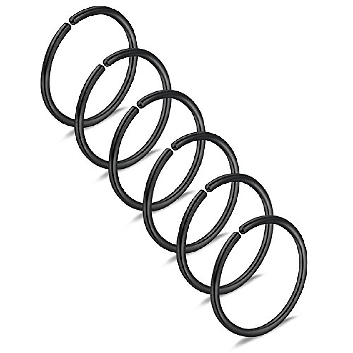 Ruifan 3prs Non Pierced Stainless Steel Clip on Closure Round Ring Fake Nose Lip Helix Cartilage Tragus Ear Hoop 20G 8mm Black Plated