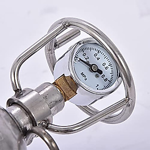 High Pressure Popcorn Maker Machine Mini Stainless Steel Professional Roasting Popcorn Machine Manual Crank Handle Gas Heating Slow Boost with Pressure Gauge for Family Gatherings Study Party Fun