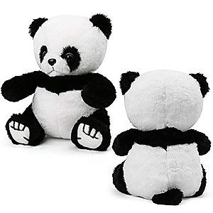 LotFancy Panda Stuffed Animal, 8'' Black Panda Plush Toy, Stuffed Panda Bear, Cute Plushies for Kids, Gift for Toddlers Birthday, Easter, Party Favors