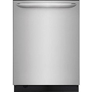 Frigidaire 4 Piece Kitchen Appliance Package with FGTR1837TF 30 Top Freezer Refrigerator FGGF3036TF 30 Gas Range FGMV176NTF 30 Over the Range Microwave and FGID2476SF 24 Built In Fully Integrated Dishwasher in Stainless Steel