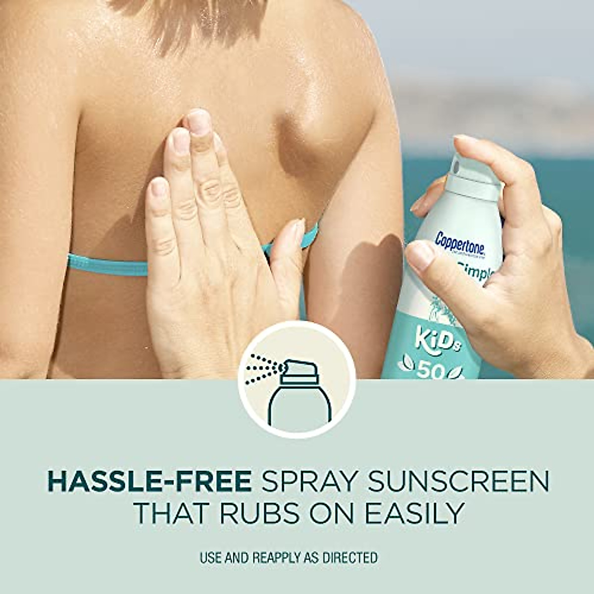 Coppertone Pure and Simple Kids Sunscreen Spray SPF 50, Zinc Oxide Mineral , Tear Free, Water Resistant, Broad Spectrum , 5 Oz