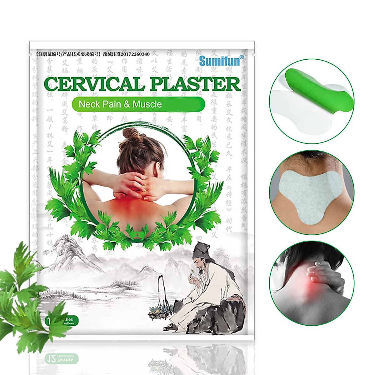 Sumifun 120 Counts Relief Patch for Neck, Shoulder, Knee and Muscle Soreness, Natural Herbal Patch for Neck