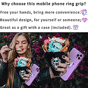 TACOMEGE Purple Metal Cell Phone Ring Butterfly Holder, Finger Kickstand Back Stand Hand Grip Compatible with Smartphone, Tablet, E-Reader, Etc.