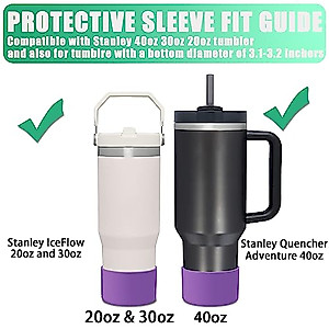 3Pcs Silicone Stanley Cup Boot For Stanley Cup Accessories,Stanley Boot For Stanley Tumbler 30 Oz 40 Oz & IceFlow 20oz 30oz & Hydro Flask 12-24oz,Silicone Water Bottle Bottom Sleeve Bumper Cover