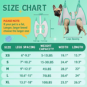 Supet Dog Grooming Hammock Harness for Small Dogs, Relaxation Dog Sling for Nail Trimming with Thick Fabric Back Support, Helper Dog Hammock for Nail Trimming Clipping
