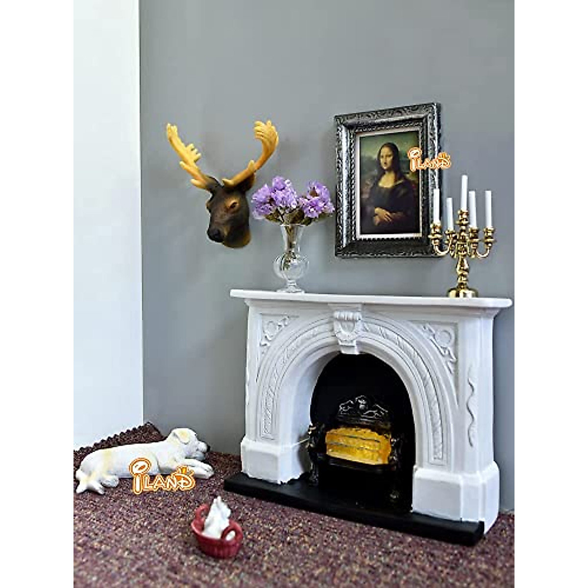 iLAND Miniature Dollhouse Accessories fits Barbie Furniture, Glass Vases w/ Dried Flowers Set for Dollhouse Furniture Antique (Luxurious 3pcs)(Luxurious 3pcs)