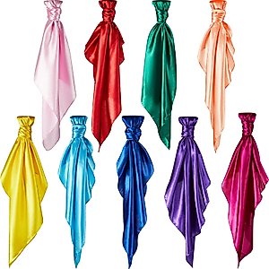 Geyoga 9 Pcs Fabric Play Scarves Rainbow Play Dance Scarves Creative Pretend Juggling Dress 35 x 35 Inch(Classic Colors)