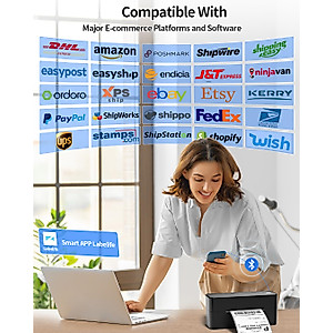 Phomemo Bluetooth Thermal Shipping Label Printer, Wireless 4x6 Shipping Label Printer for Shipping Packages, Support Android, iPhone and Windows, Widely Used for Amazon, Ebay, Shopify, USPS, FedEx