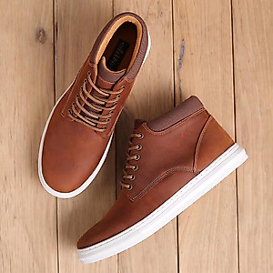 Arkbird Casual Sneaker Shoes, Lace-up Leather Chukka Boots for Men, Tan 9.5