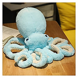Uongfi Sleep Home Accessories Lovely Simulation Octopus Plush Stuffed Toy Soft Animal Cute Animal Doll Gifts (Color : Blue, Height : 65cm)