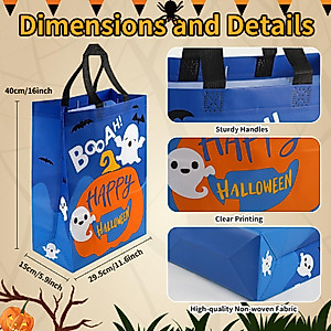 KIMOBER 12 Packs Halloween Non-Woven Trick or Treat Bags,Large Reusable Gift Tote Bags with Handles,6 Colors Goodie Bags for Halloween Party Supplies,15.7×11.8×5.9“