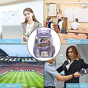 Dezcrab Clear Backpack School Backpack Bookbag for Girls Boys Women Men, Heavy Duty See Through Transparent Backpacks (Lavender Purple)