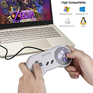KIWITATA 2X Classic SNES USB Controller for Retro Gamings, Super NES Wired USB Joypad Game Controller for Windows PC Mac Raspberry Pi