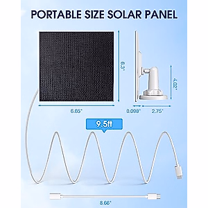 EBL 5W Solar Panel for Wireless Outdoor Security Camera, Solar Panel Charger for Rechargeable Battery Powered Surveillance Cam with Micro USB to USB C Input Port for Phone iPad Outdoor Use