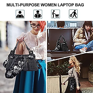 Women Skull Tote Bag Revit Studded Handbag Pu Leather Purse and Wallet 2Pcs Set