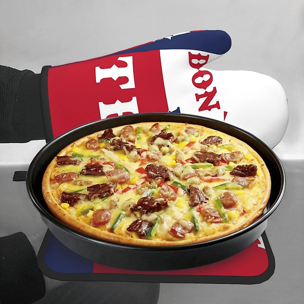 Don't Mess with Texas Flag Oven Mitts and Pot Holders Sets,Heat Resistant Non Slip Kitchen Gloves Hot Pads for Cooking BBQ Baking Grilling