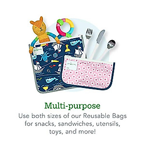 green sprouts Reusable Snack Bags (2 Pack) Holds Food, Utensils, Wipes, & More Food-Safe, Waterproof, Easy-Clean Material