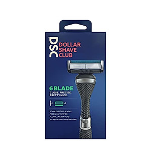 Dollar Shave Club 6-Blade Razor Starter Set for an Extra Close Shave Shave with Precision 1 handle, 2x 6-blade cartridges
