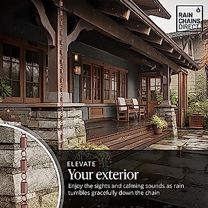 Rain Chains Direct - Channel Link Rain Chain - 8.5 FT - Pure Solid Copper - Premium Rain Chains for Gutters