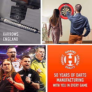 Harrows Sabre 90% Tungsten Steel Tip Darts Set I 21g to 26g All Weights Available I Huge 24pcs Bundle with Spare Shafts, Prime Flights & Travel Case (22 Grams)