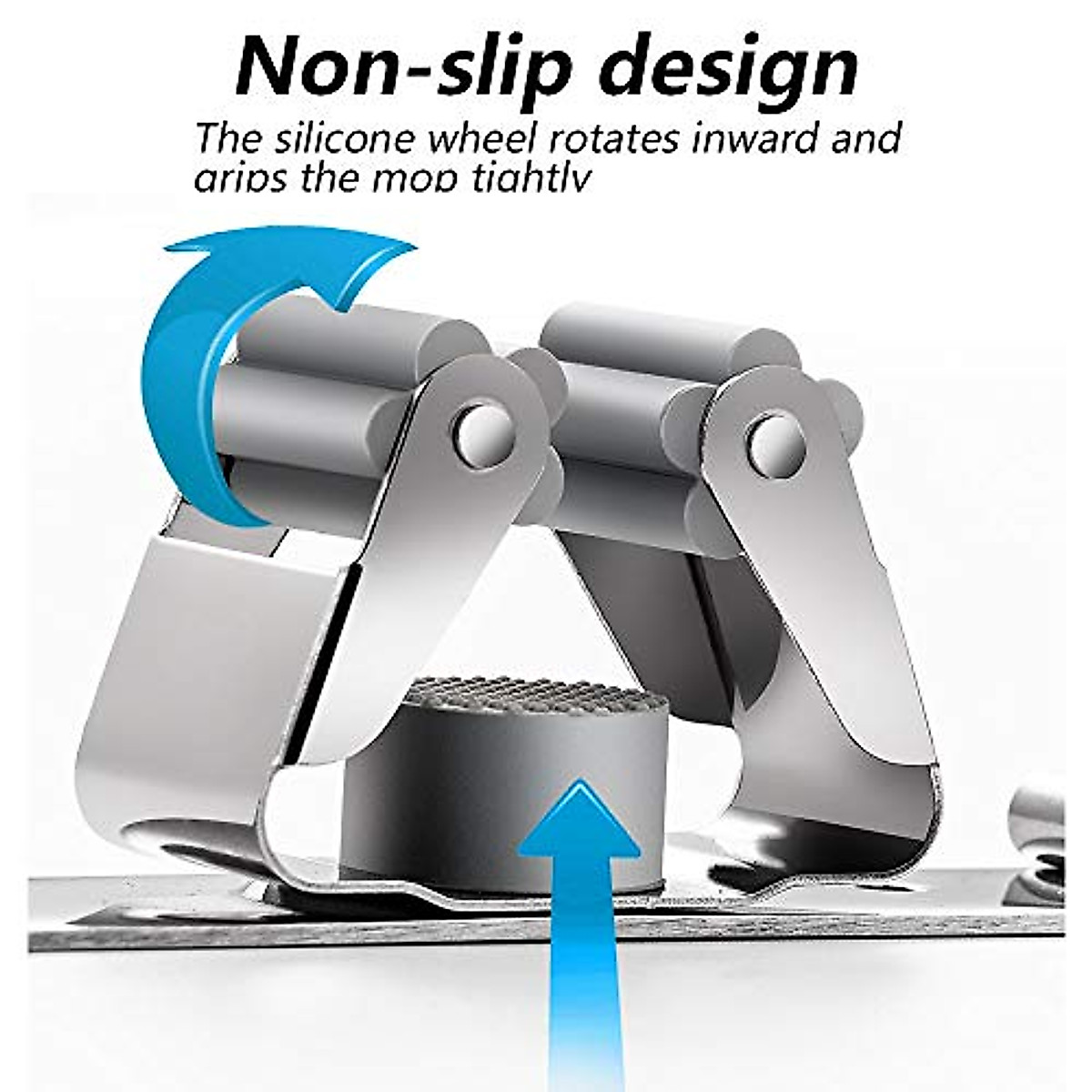 Broom Mop Holder Heavy Duty Wall Mount Stainless Steel Wall Mounted Storage Organizer Tools Hanger with 3 Racks 4 Hooks for Lanudry Garage Kitchen Bathroom Closet Office Garden (2 PCS)