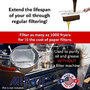 Miroil B6PS Fryer Filter Bag & Frame, MirOil EZ Flow Filter Bag Combination, Part 02852, Use to Filter Fry Oil, Suitable for 70 lb Polishing Oil, Durable, Easy to Clean with Hot Water