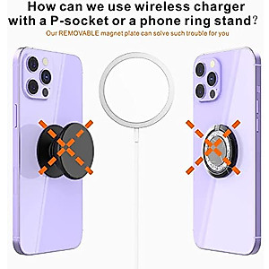 HALLEAST Magnetic Base Compatible with Popsocket iPhone 14/13/12 Mag Safe Case【Base Only】,Removable for Wireless Charging,Designed for P-Socket Grip or Phone Ring Holder Kickstand,Glitter Silver