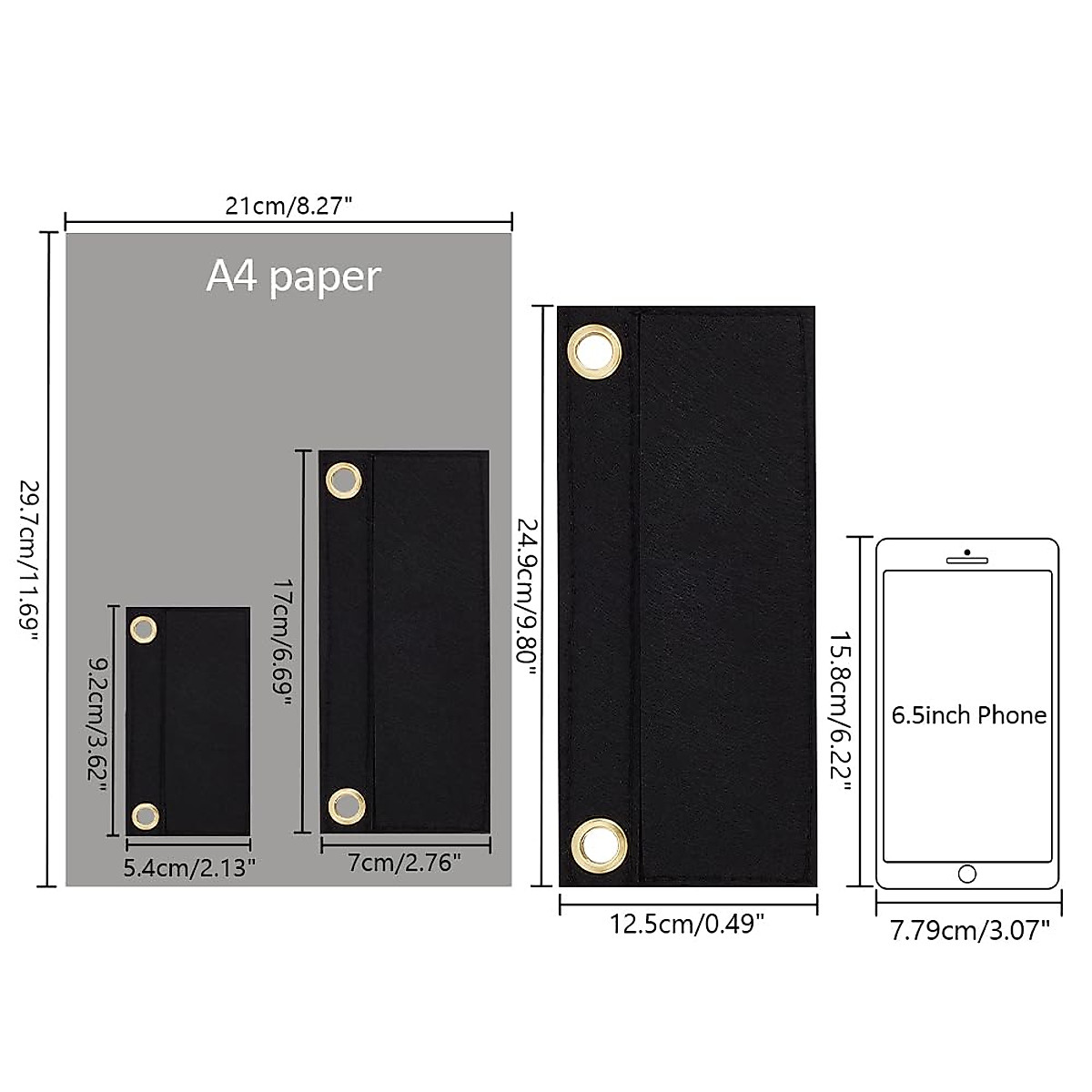 WADORN 3pcs Felt Purse Organizer Inserts for Pochette, Envelope Bag Insert Organizer Flip Wallet Insert Liner DIY Bag Conversion Insert (NO Chain) for Women Clutch UPTOWN Pochette, Black