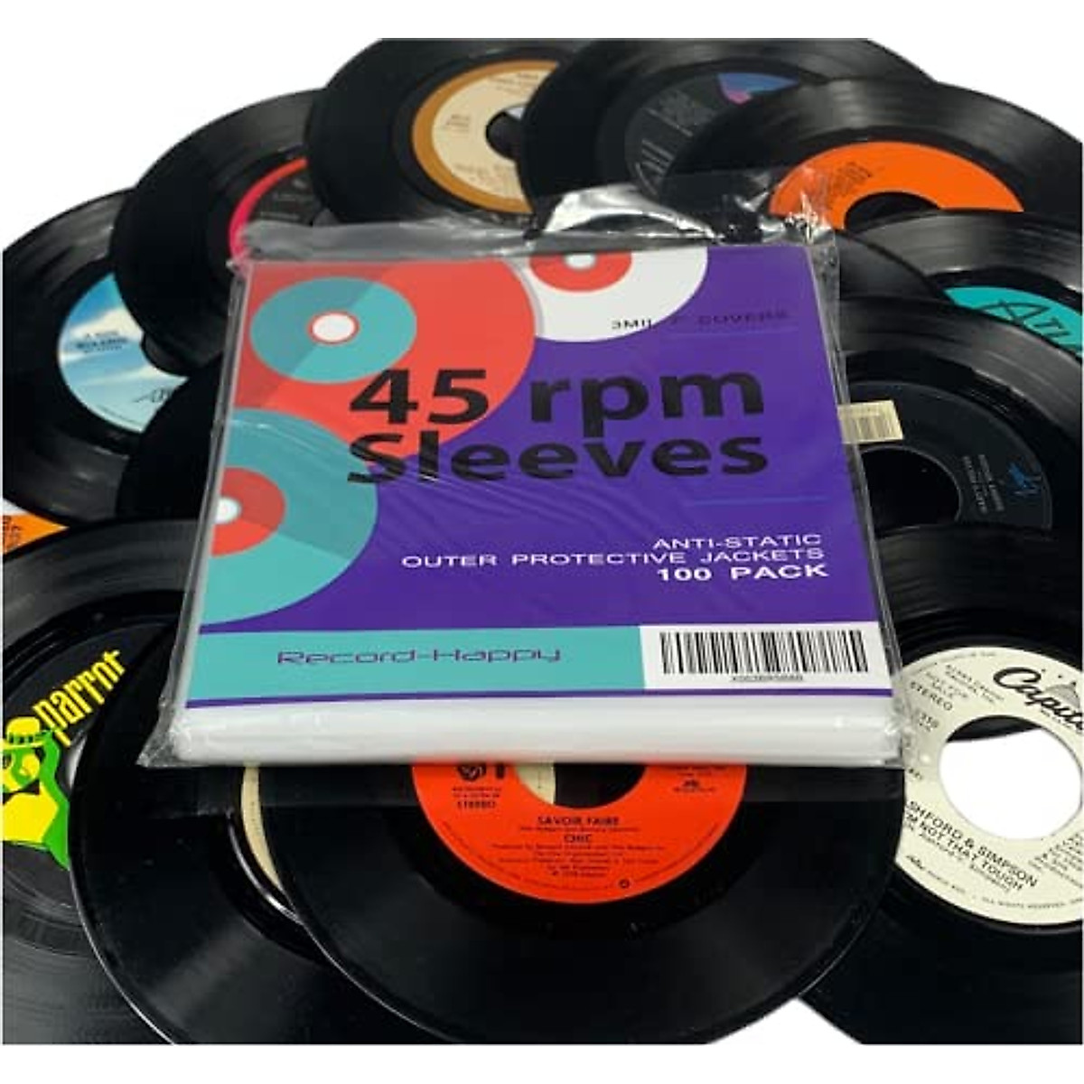 45 RPM Vinyl Record Sleeves – Premium High Clarity 3mil Plastic Outer Covers for 7 inch Albums Anti-Static LP Record Storage Protective Jackets 100 Pack