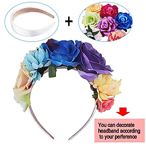 SIQUK 14 Pieces Satin Headbands White Ribbon Headband 1 Inch Plain DIY Hair Headbands for Women and Girls