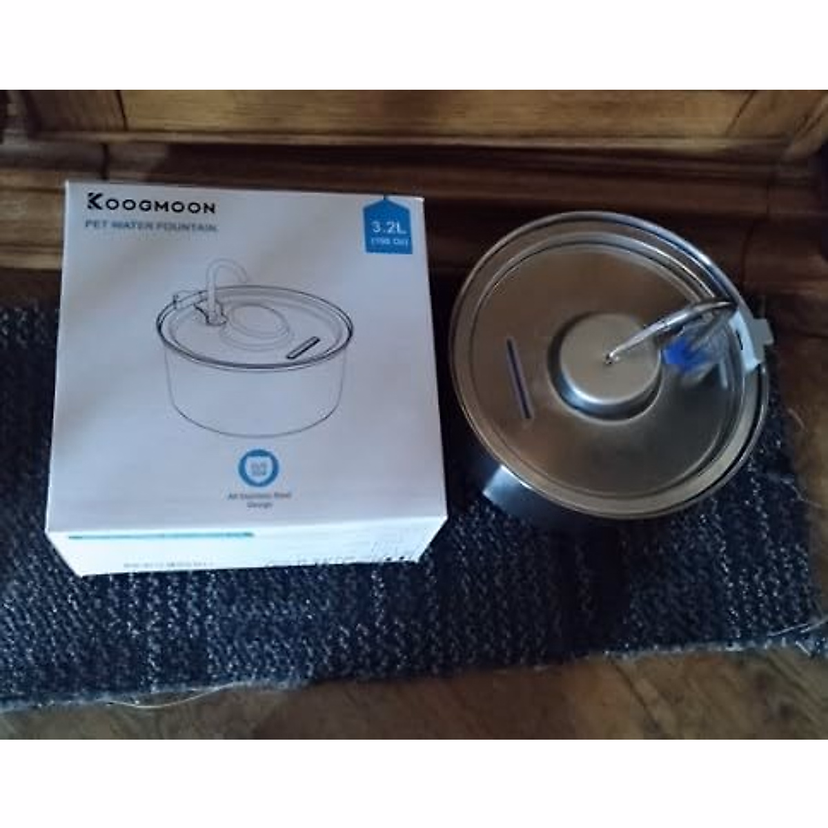 KOOGMOON Cat Water Fountain Stainless Steel, 108oz/3.2L Automatic Cat Fountain, Multi-Filtration, Easy to Clean, Ultra Silent Dog Water Dispenser for Cats, Dogs and Other Pets