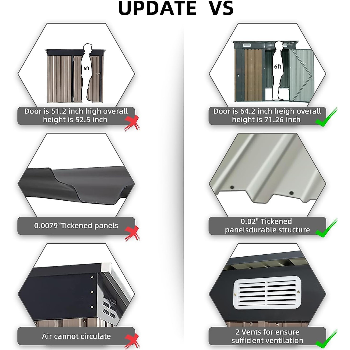 GRAVFORCE 4 x 6 FT Outdoor Storage Shed, Garden Tool Shed with Lockable Door, Storage Houses for Outside, Large Metal Storage Sheds for Bike, Patio Lawn, Backyard