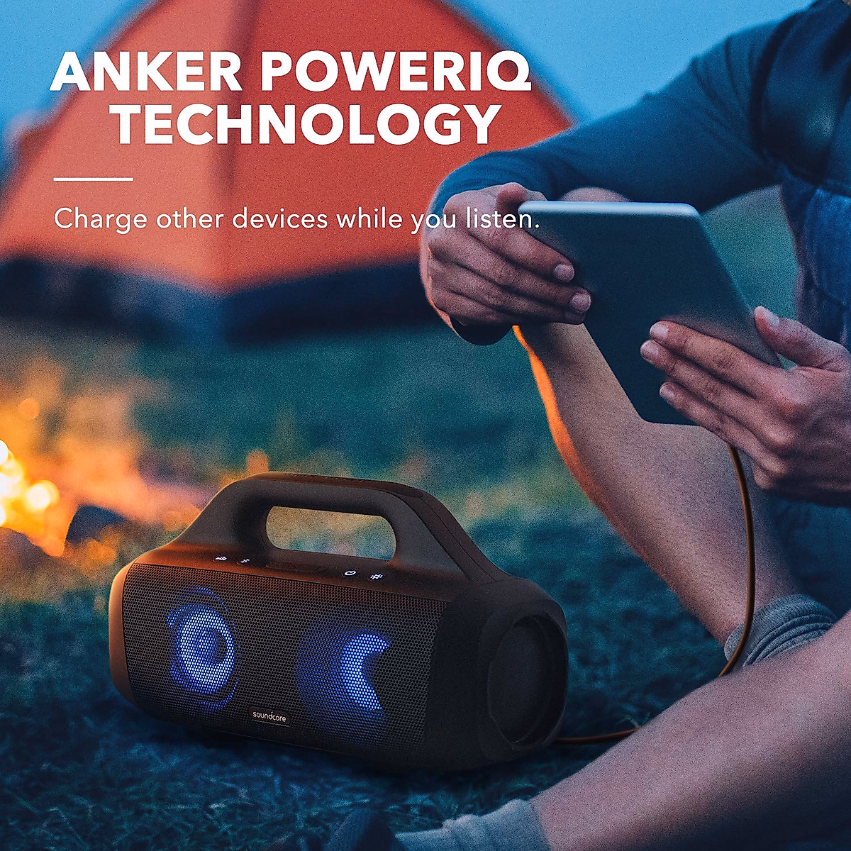 Anker Soundcore Select Pro, Outdoor Bluetooth Speaker with BassUp Technology, IPX7 Waterproof, 16H Playtime, App, LED Lights, Built-in Handle, Portable Bluetooth Speaker for Outdoors, Camping